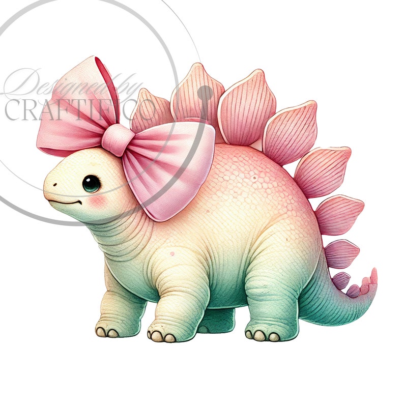 Girly Dinosaurs Watercolor Clipart Set - Dino Clip Art Bundle of ...