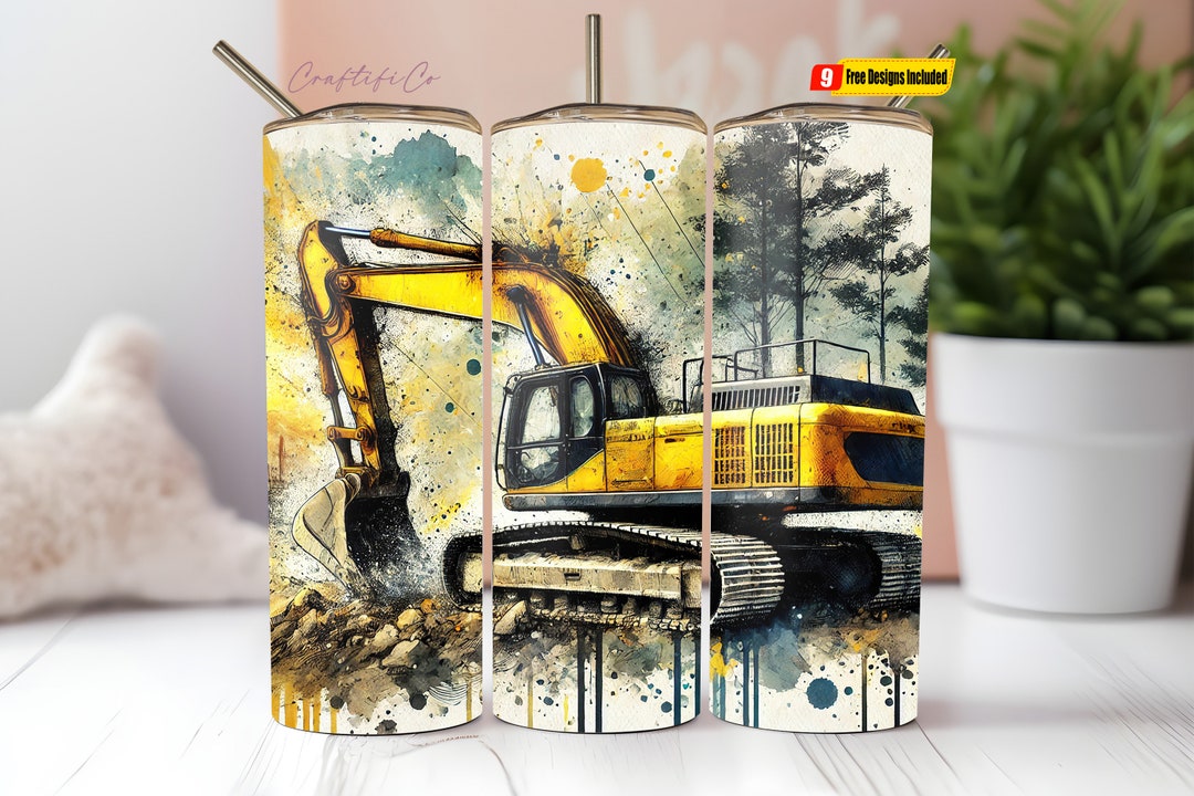 Backhoe Excavator Construction Trade 20 Oz Skinny Sublimation Tumbler ...