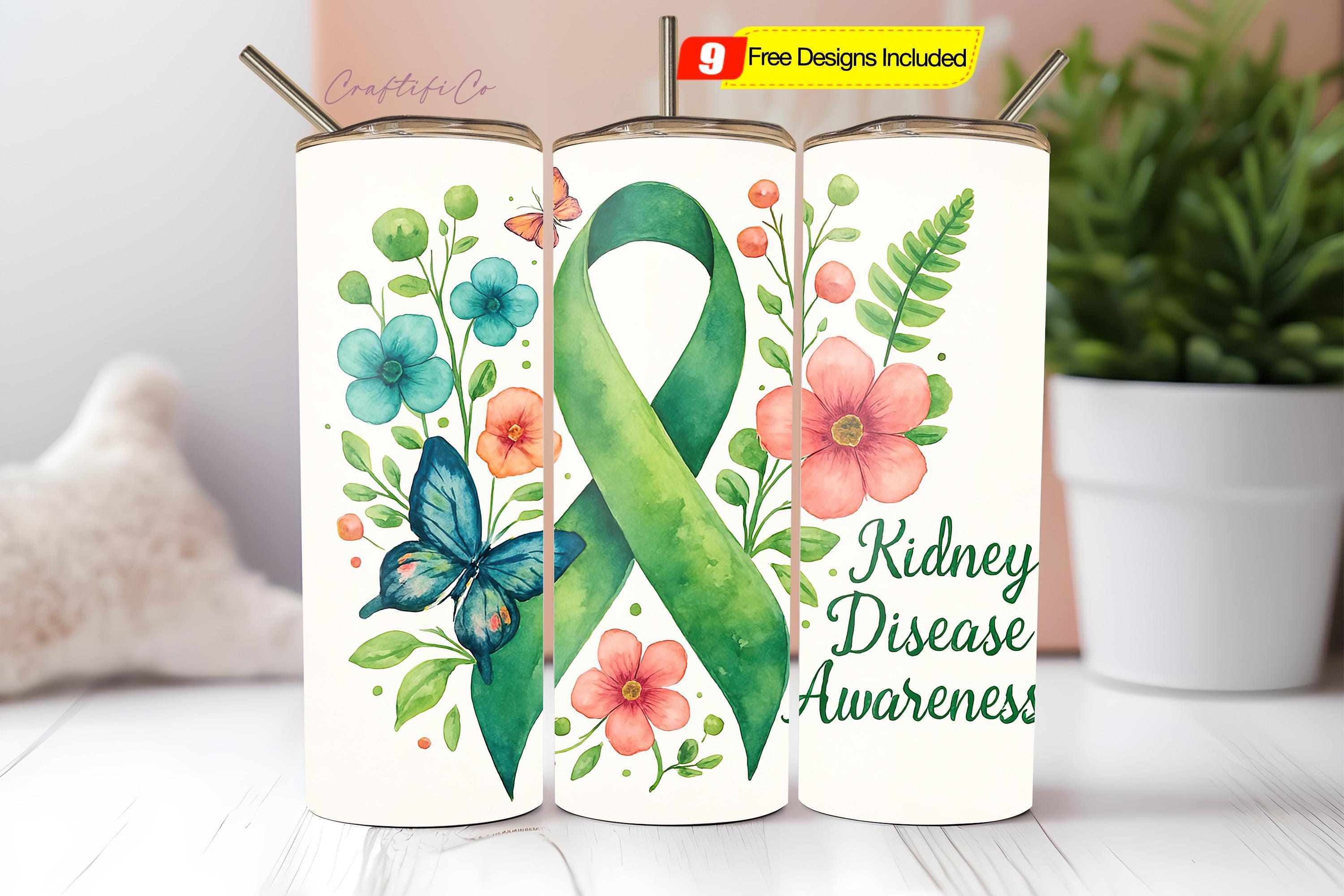 Kidney Awareness Tumbler Wrap PNG, Personalize 20 Oz Skinny Sublimation ...