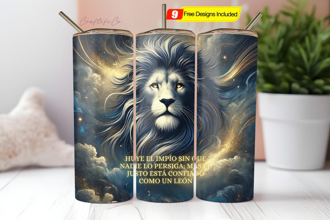 Christian Lion Tumbler Wrap Png in Spanish – Proverbios 28:1 Rvr1960 ...