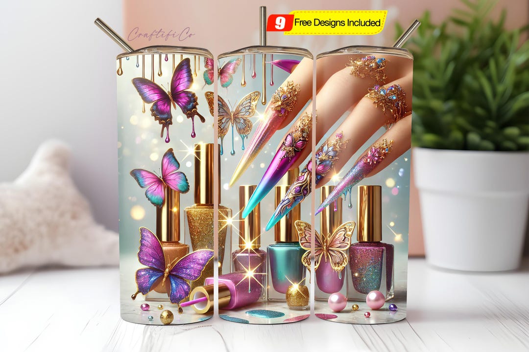 Nail Artist Tumbler Wrap, 20oz Skinny Sublimation Tumbler Design, Nails ...