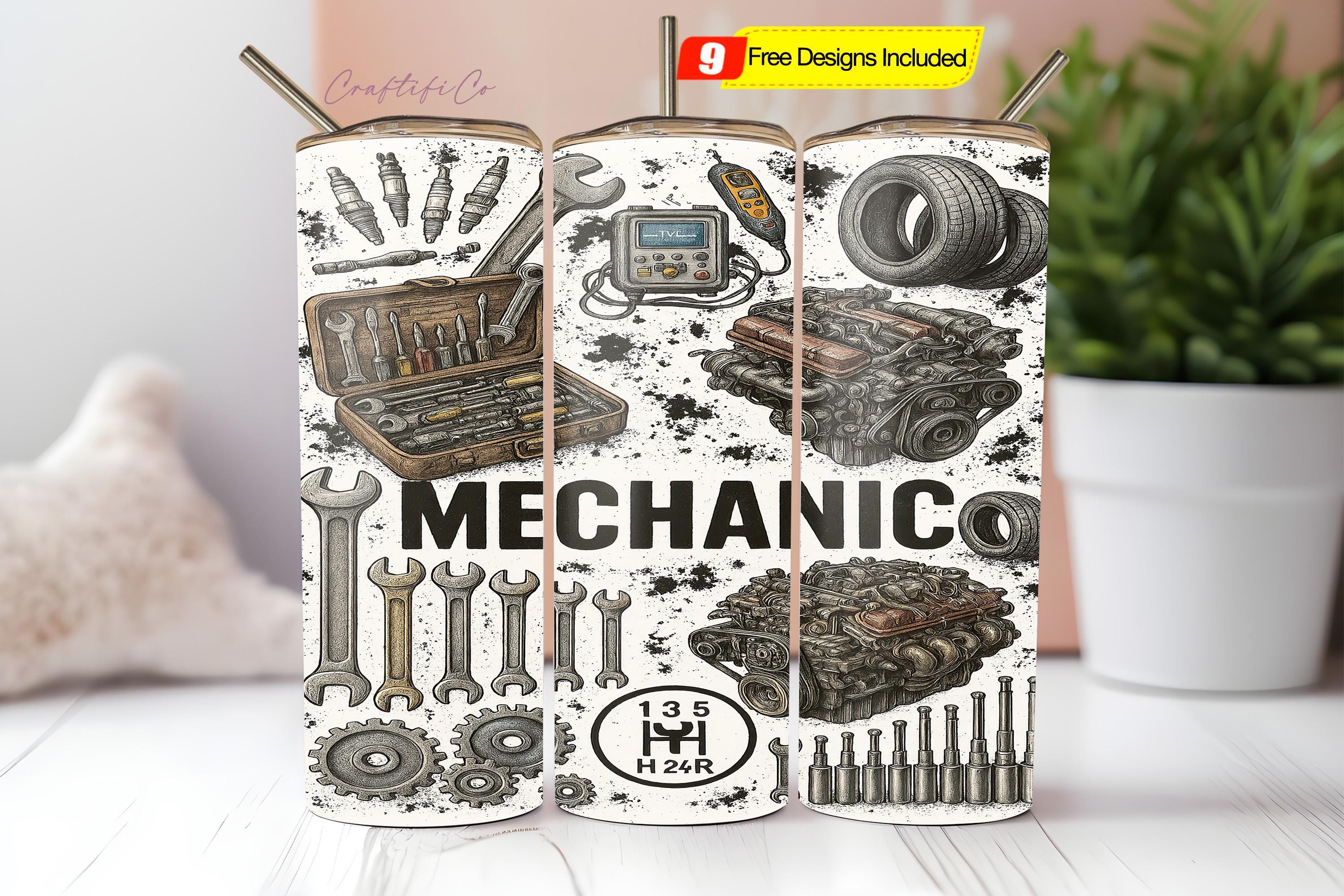 Mechanic Tumbler Wrap 20 Oz Skinny Sublimation Tumbler Design, Car ...