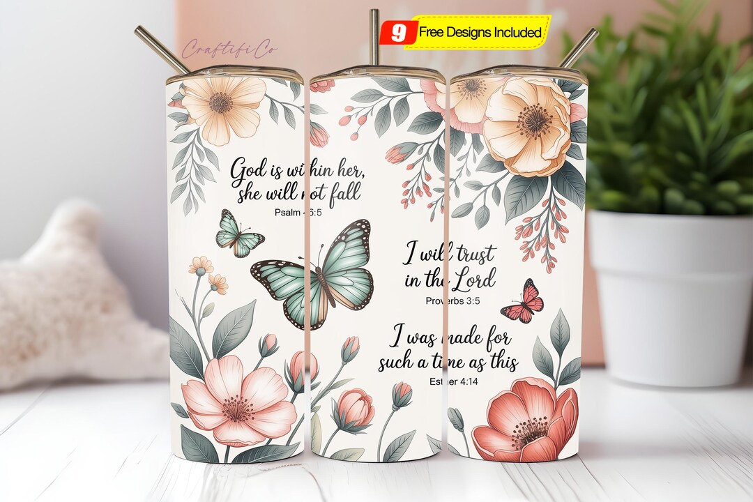 9 Bundle Bible Verse Tumbler Wrap, Positive Saying 20 Oz Skinny ...