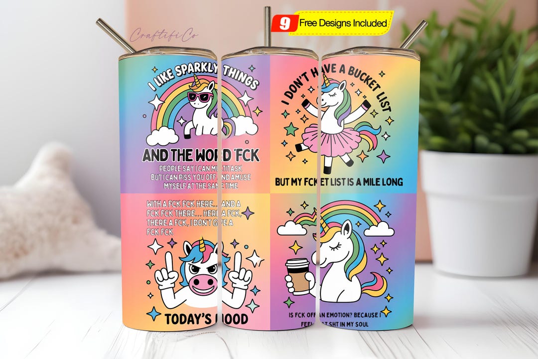 Sarcastic Unicorn Tumbler Wrap PNG, Funny Adult Humor 20oz Skinny ...
