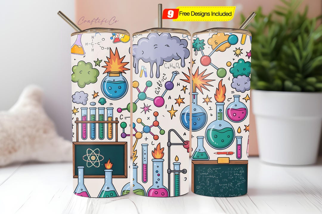 Science Tumbler Wrap, 20oz Skinny Tumbler Design, Chemistry Digital ...