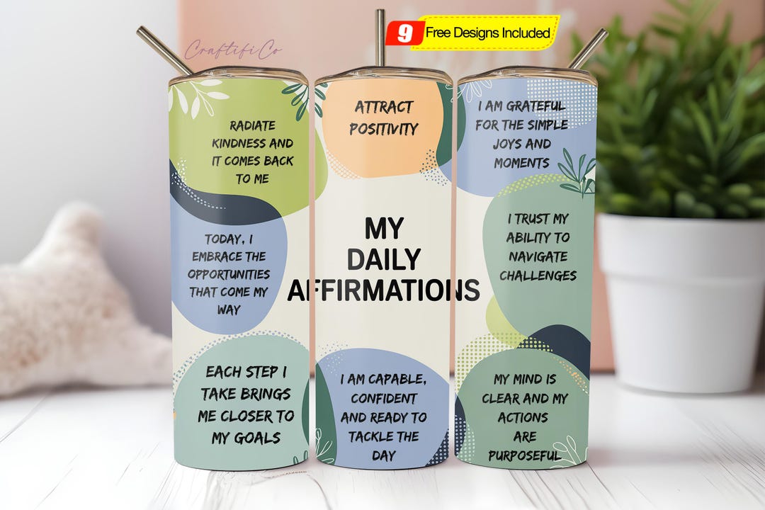 Tumbler Wrap Mens, Daily Affirmations, 20oz Seamless Positive Tumbler ...