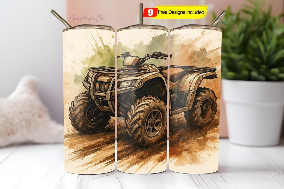 ATV 4 Wheeler Tumbler Wrap, off Road 20 Oz Skinny Sublimation Tumbler ...