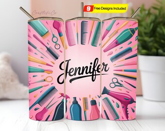 Hairdresser Add Name Tumbler Wrap, 20 Oz Skinny Tumbler Sublimation PNG ...