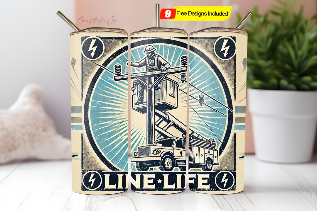 Lineman Tumbler Wrap PNG, Lineman Life 20oz Sublimation Cup Design ...