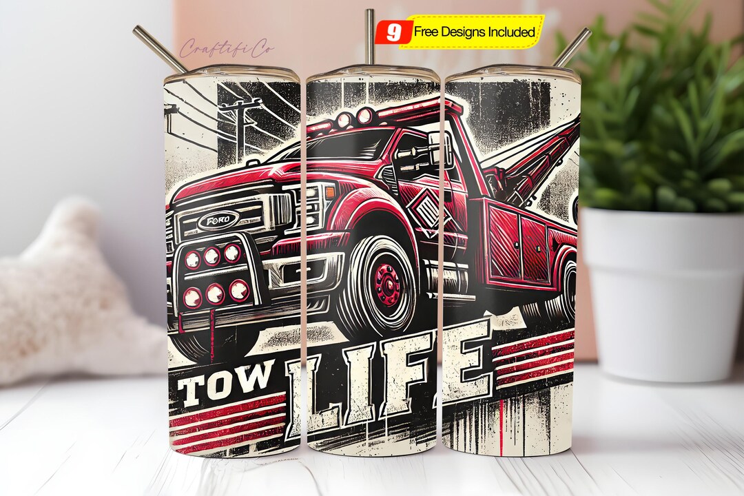 Tow Truck Tumbler Wrap PNG, Tow Life 20oz Sublimation Cup Design, Tow ...