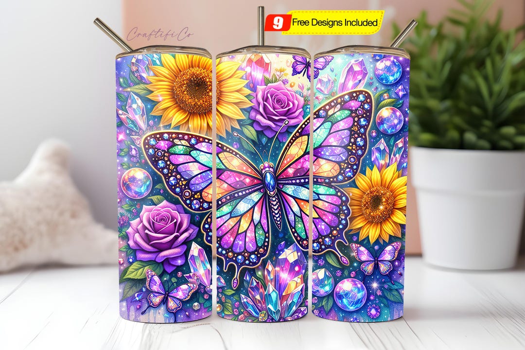 Crystal Gem Butterfly Sparklecore Jewels & Sunflower Design, Seamless ...