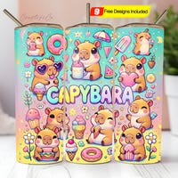 Capybara Tumbler Wrap PNG Don't Worry Be Capy Sublimation 20 Oz Skinny ...