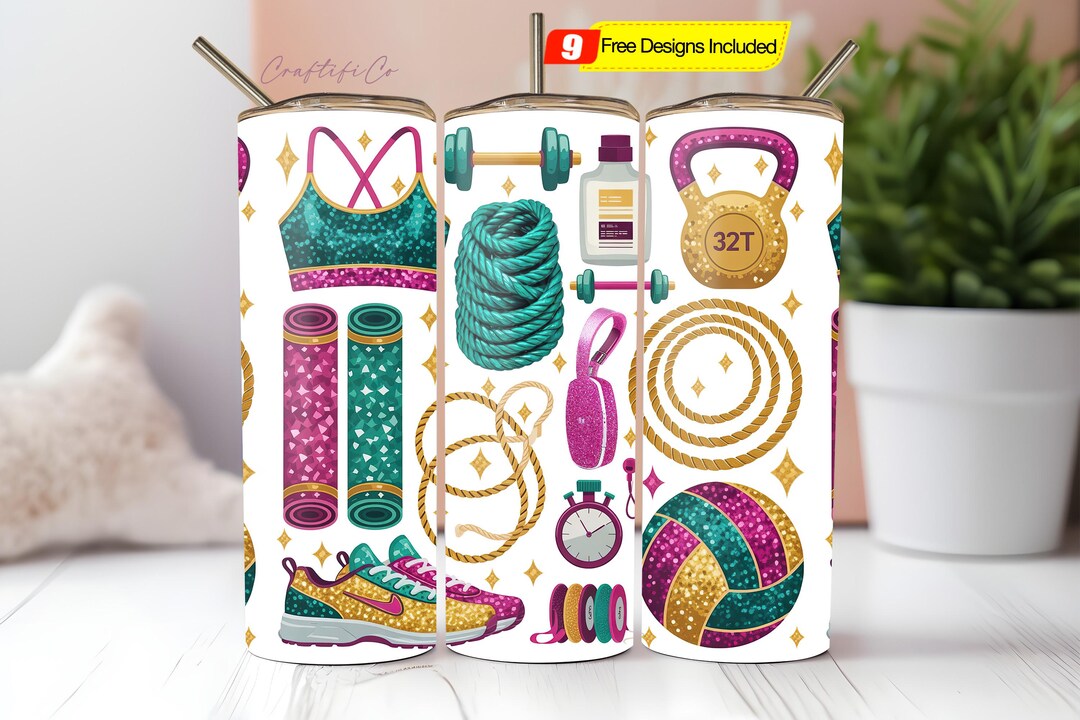 Gym Tumbler Wrap Design PNG, Fitness Sublimation 20oz, Gym Life 3D ...