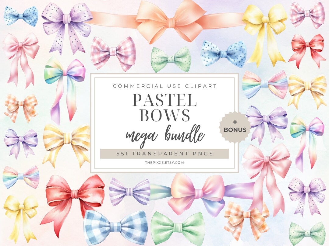Bow Clipart, Watercolor Ribbon, Coquette Bows PNG, Bow Coquette, Ribbon ...