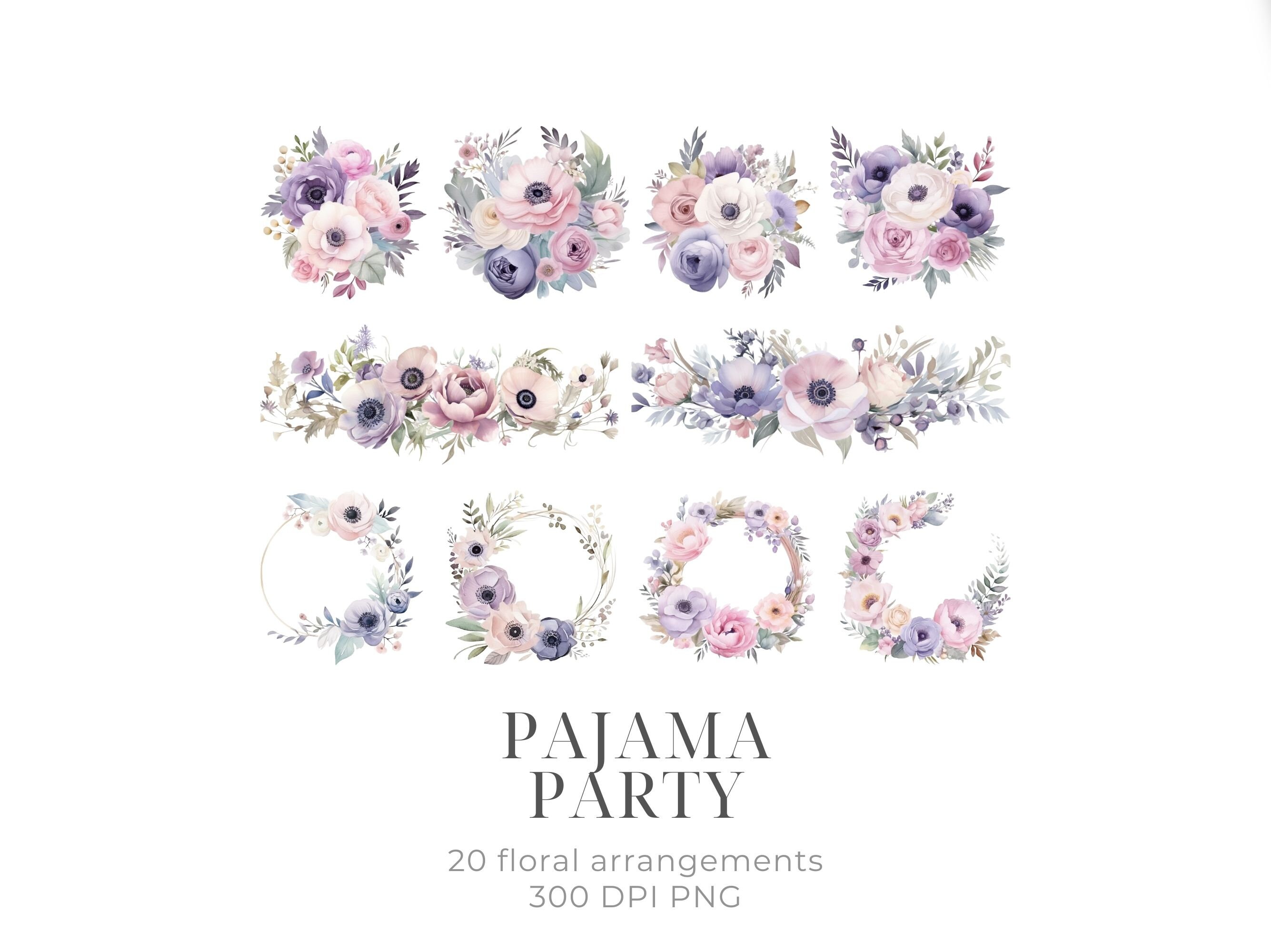 Sleepover Clipart, Sleepover Birthday, Watercolor Clipart, Pajama Party ...