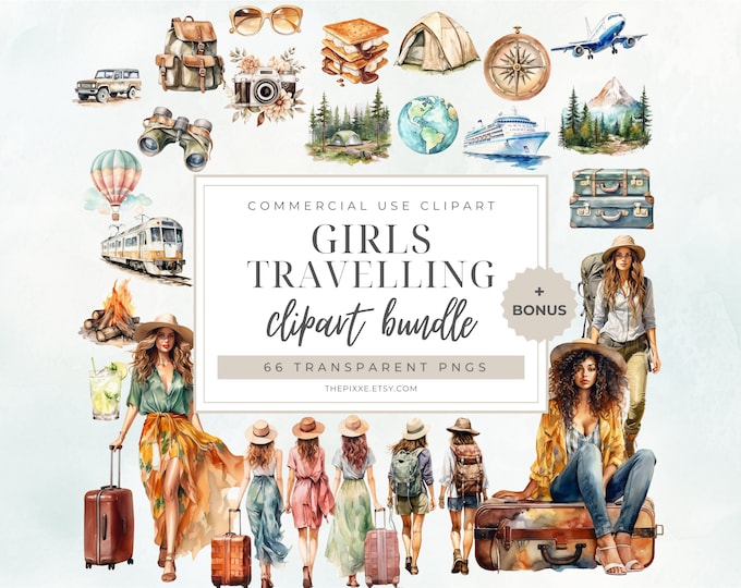 Watercolor Road Trip Clipart, Summer Elements, Travel Graphics ...