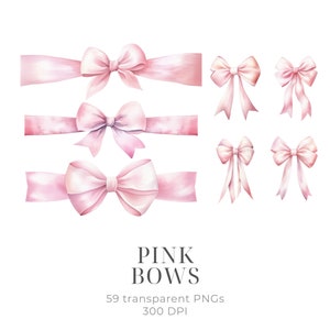 Pink Bow Clipart, Watercolor Ribbon, Watercolor Pink Bow, Coquette Bows ...