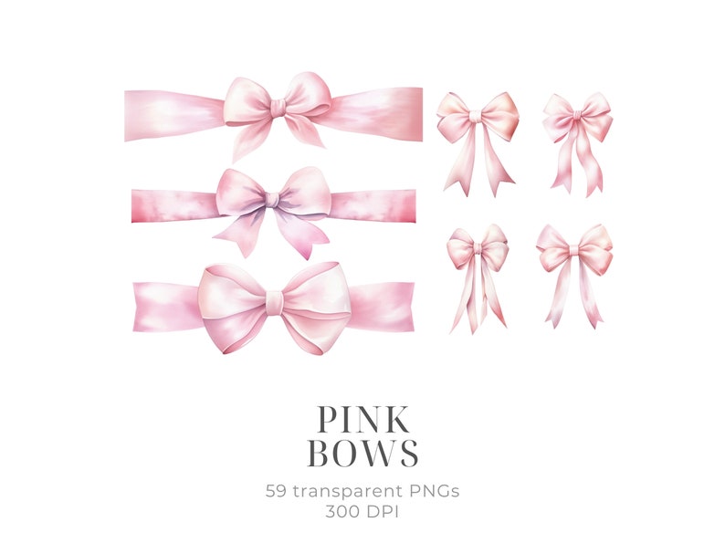 Pink Bow Clipart, Watercolor Ribbon, Watercolor Pink Bow, Coquette Bows ...