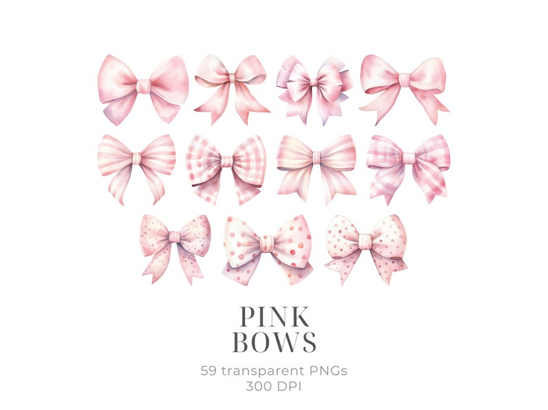 Pink Bow Clipart, Watercolor Ribbon, Watercolor Pink Bow, Coquette Bows ...