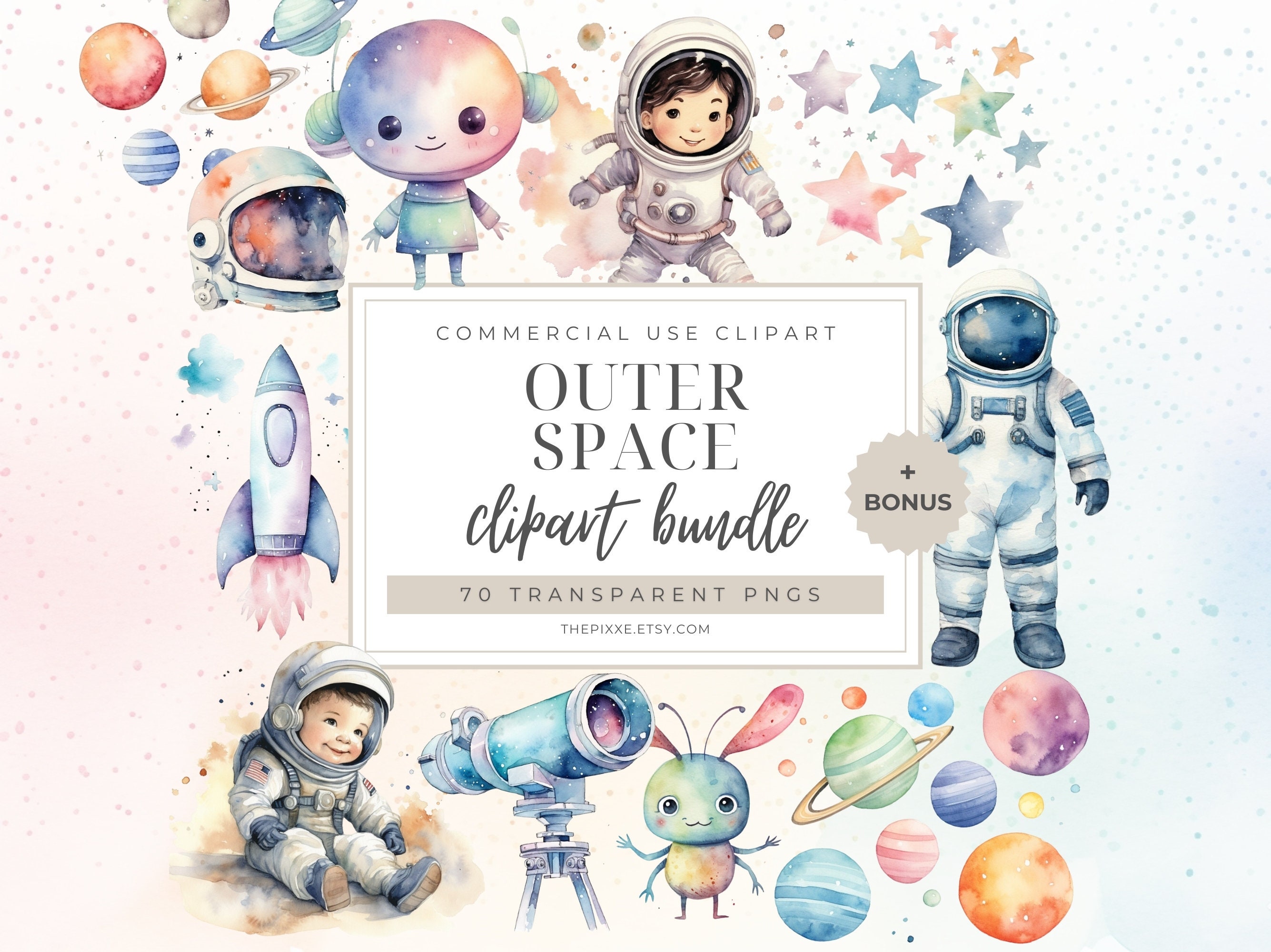 Astronaut Clipart, Outer Space Clipart, Moon Clipart, Solar System ...