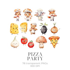 Pizza Party Clipart, Watercolor Pizza, Pizza Slice Clipart, Fast Food ...