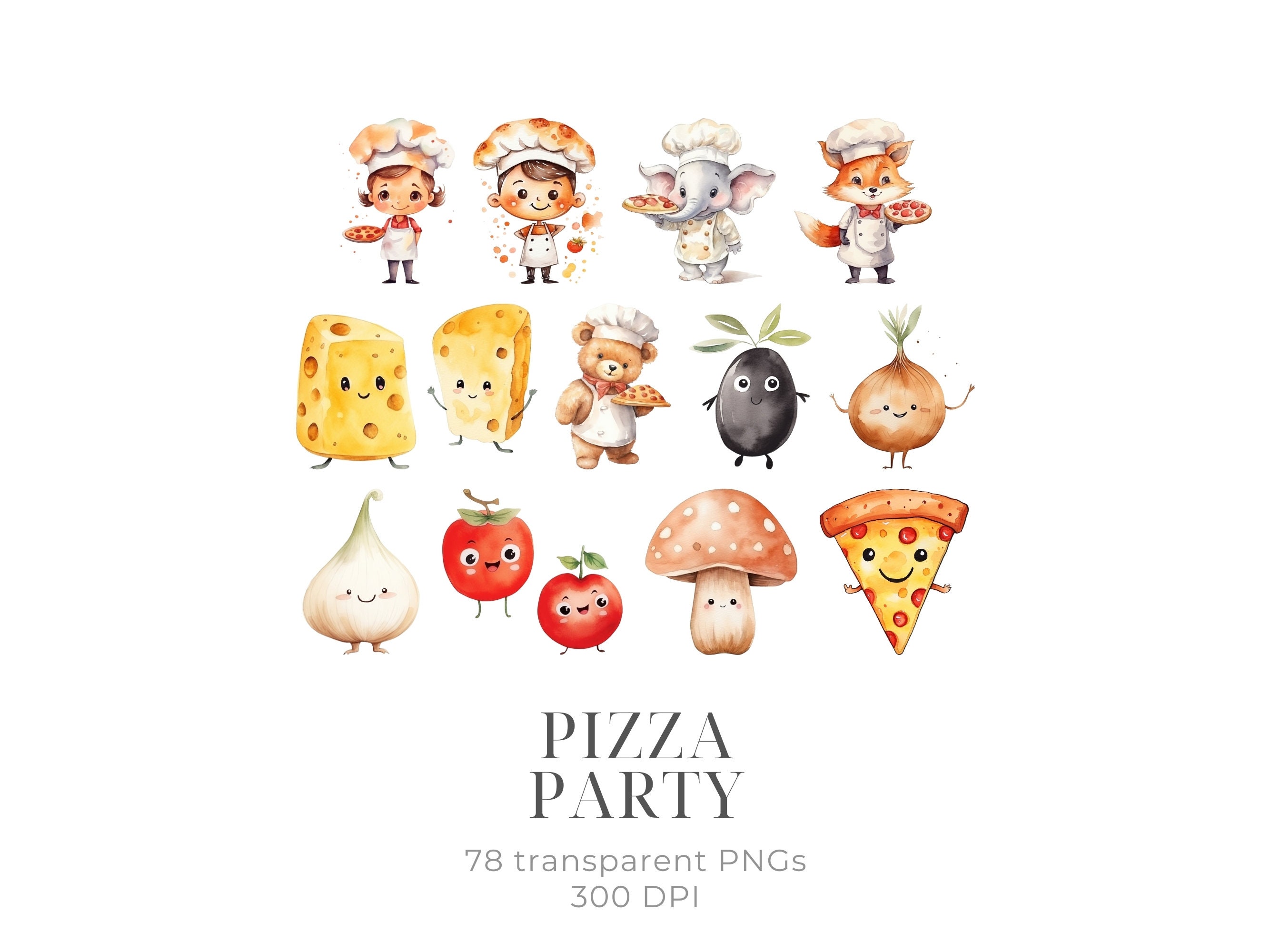Pizza Party Clipart, Watercolor Pizza, Pizza Slice Clipart, Fast Food ...