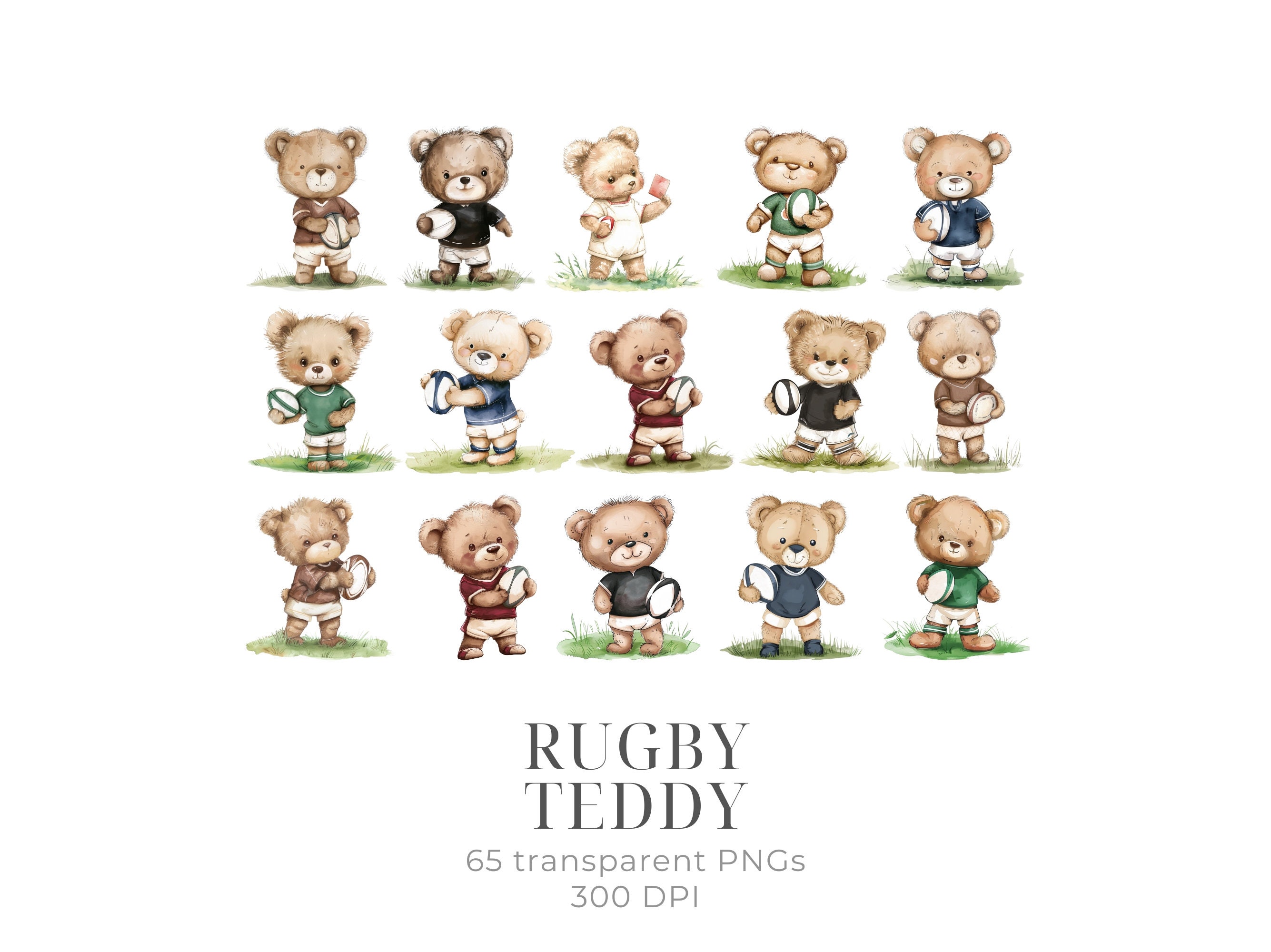 Teddy Bear Rugby Player, Teddy Bear Clipart, Rugby Clipart, Rugby Ball ...