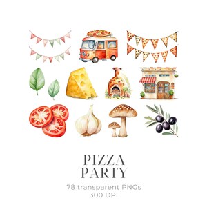 Pizza Party Clipart, Watercolor Pizza, Pizza Slice Clipart, Fast Food ...