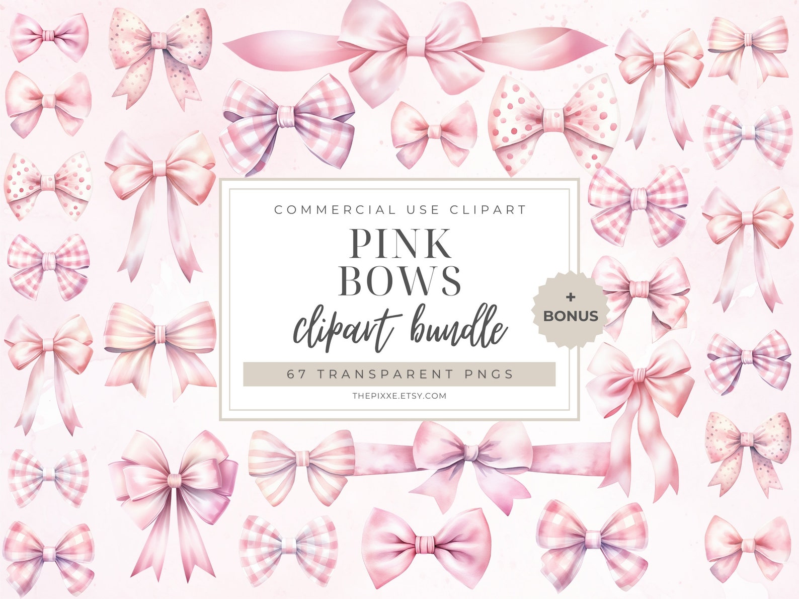 Pink Bow Clipart, Watercolor Ribbon, Watercolor Pink Bow, Coquette Bows ...