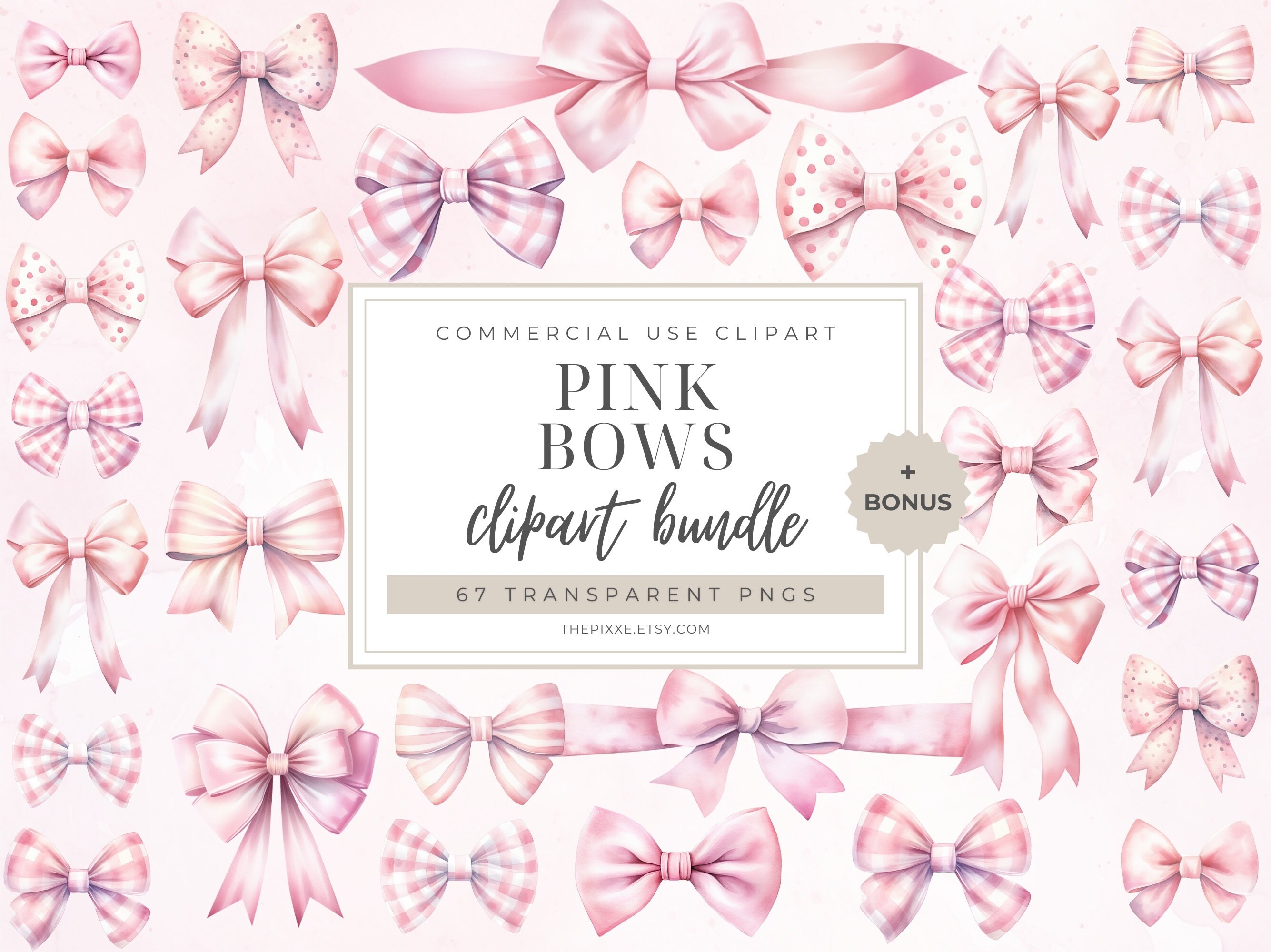 Pink Bow Clipart, Watercolor Ribbon, Watercolor Pink Bow, Coquette Bows ...
