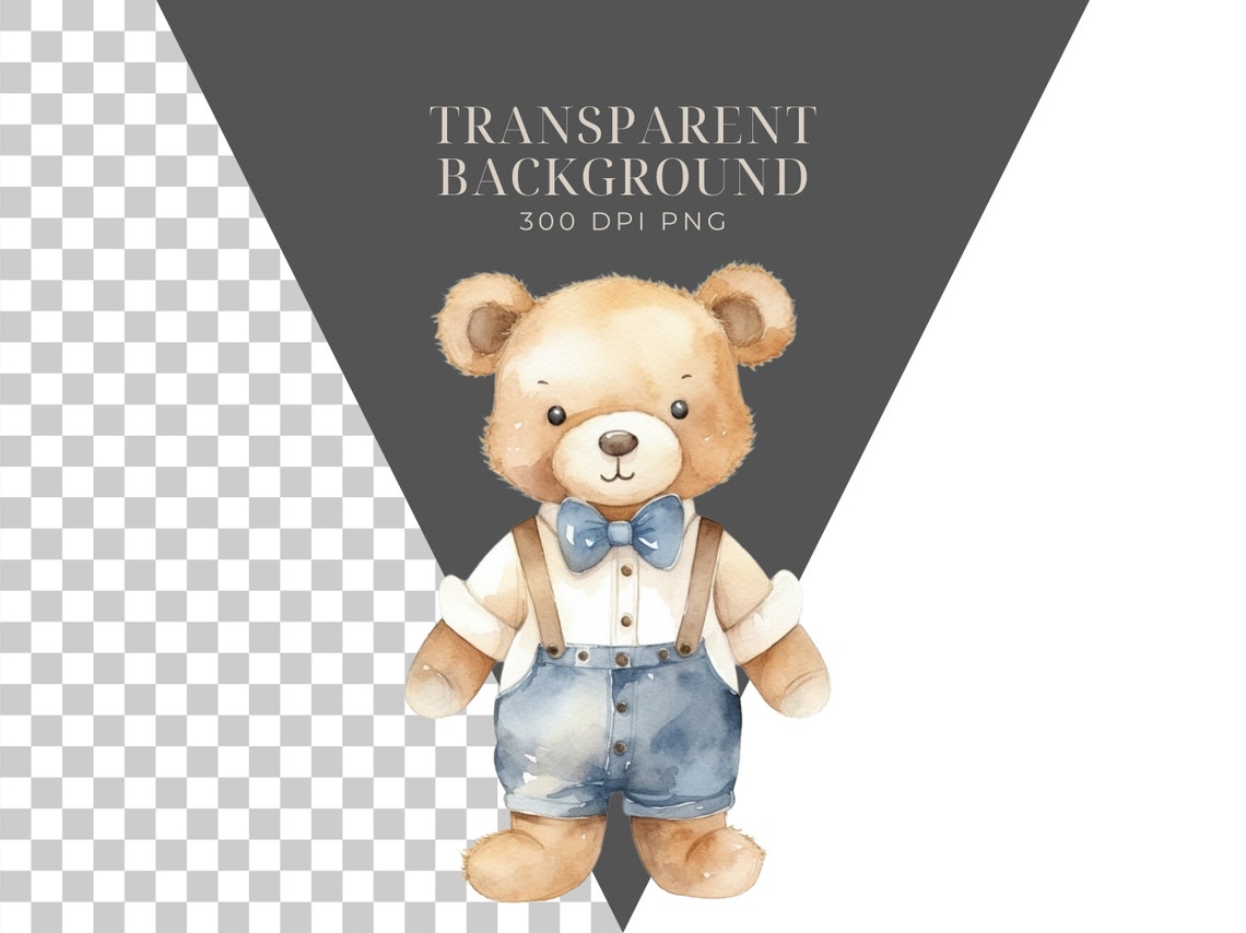 Watercolor Teddy Bear Clipart, Suited up Teddy, Formal Teddy Bear, Baby ...