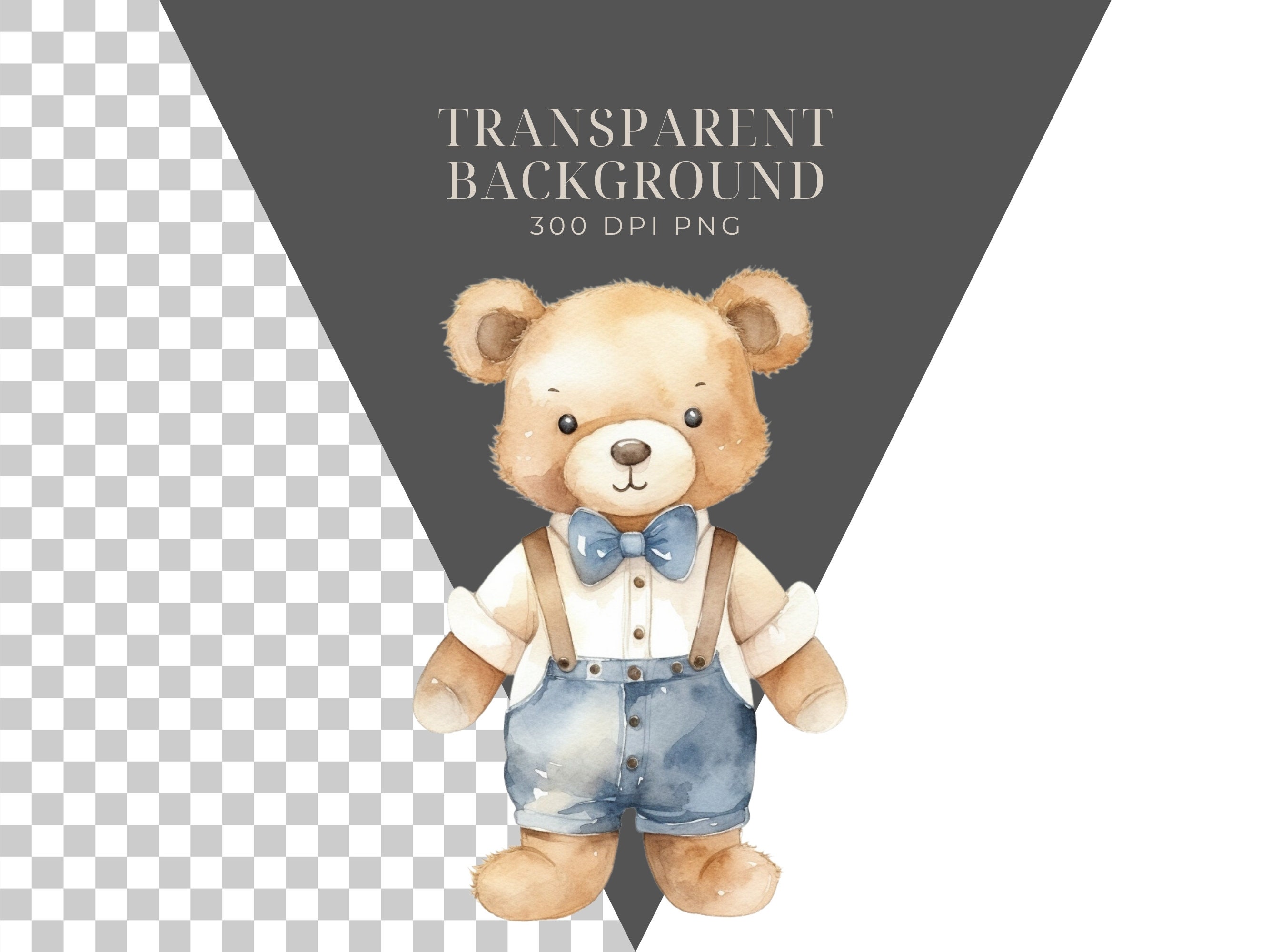 Watercolor Teddy Bear Clipart, Suited up Teddy, Formal Teddy Bear, Baby ...