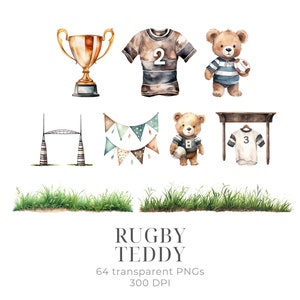 Teddy Bear Rugby Player, Teddy Bear Clipart, Rugby Clipart, Rugby Ball ...