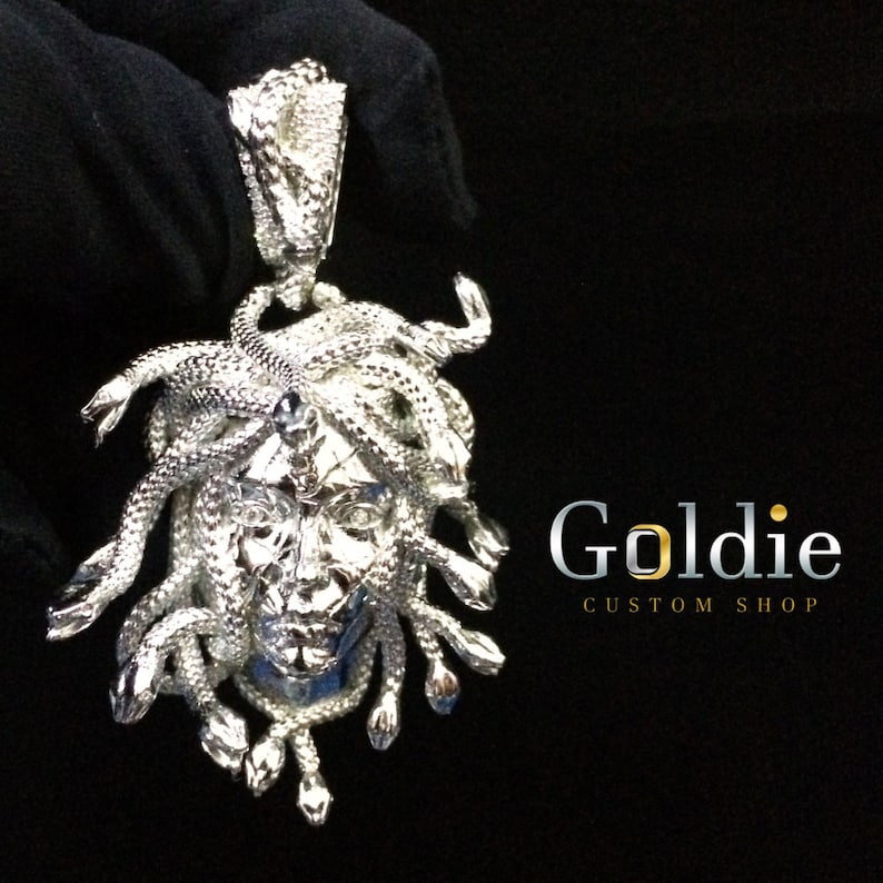 New " Medusa Head Snake Pendant " Custom Vvs1 Moissanite/ 925 Silver ...
