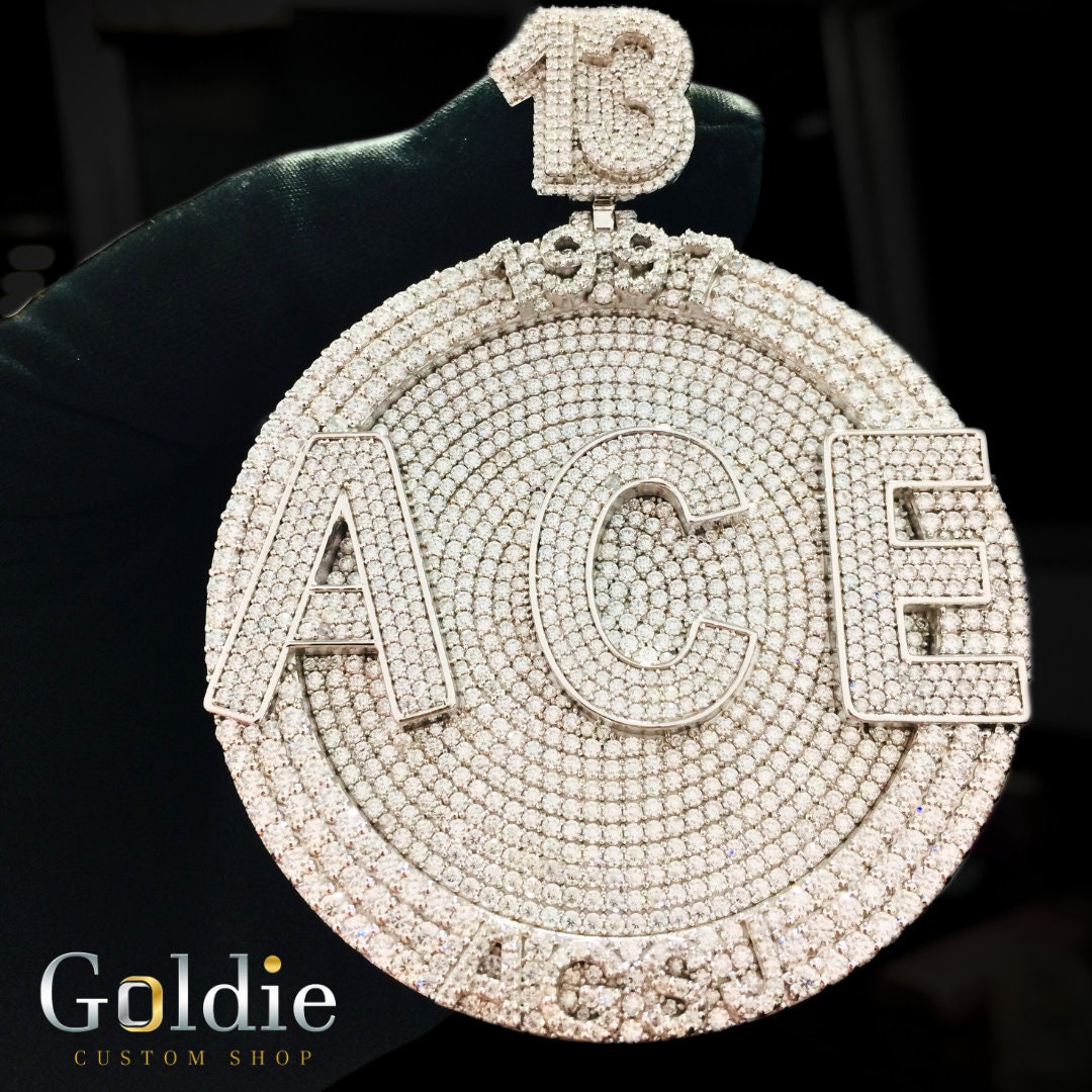 Iced Out ACE Pendant: VVS Moissanite, 925 Silver, Custom Hip Hop ...