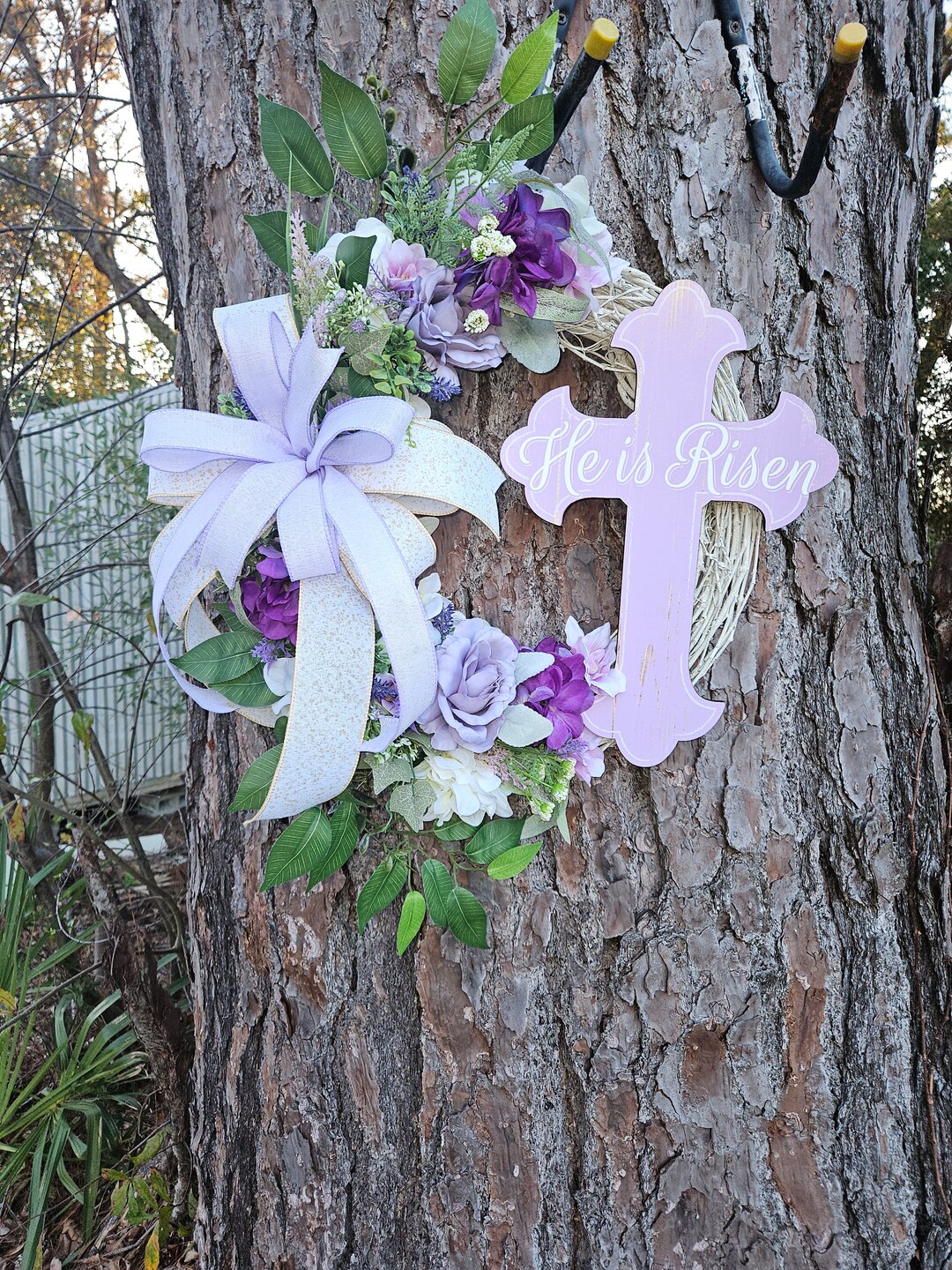 He is Risen Easter Wreath, Easter Grapevine Wreath, Spring Wreath ...