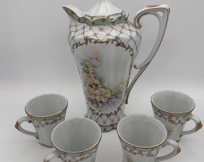 Antique Nippon Chocolate Pot & 4 Cups - Etsy