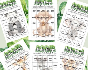 50 Baby Shower Bingo Cards Safari Baby Shower Game Activity, Baby Bingo ...