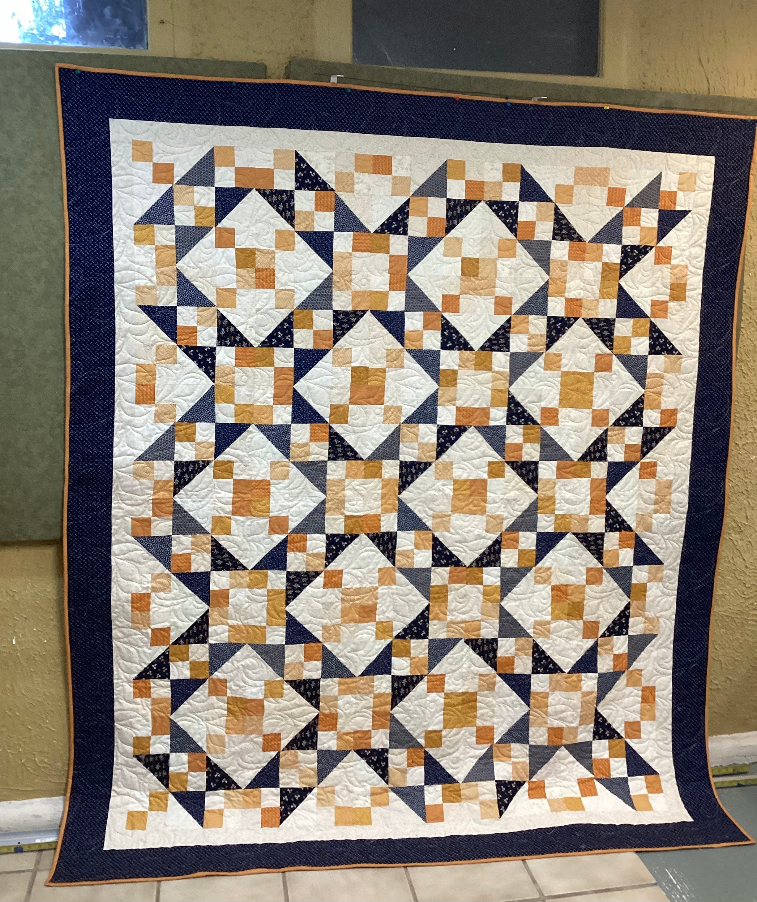Blue and Gold Jacobs Ladder Quilt - Etsy