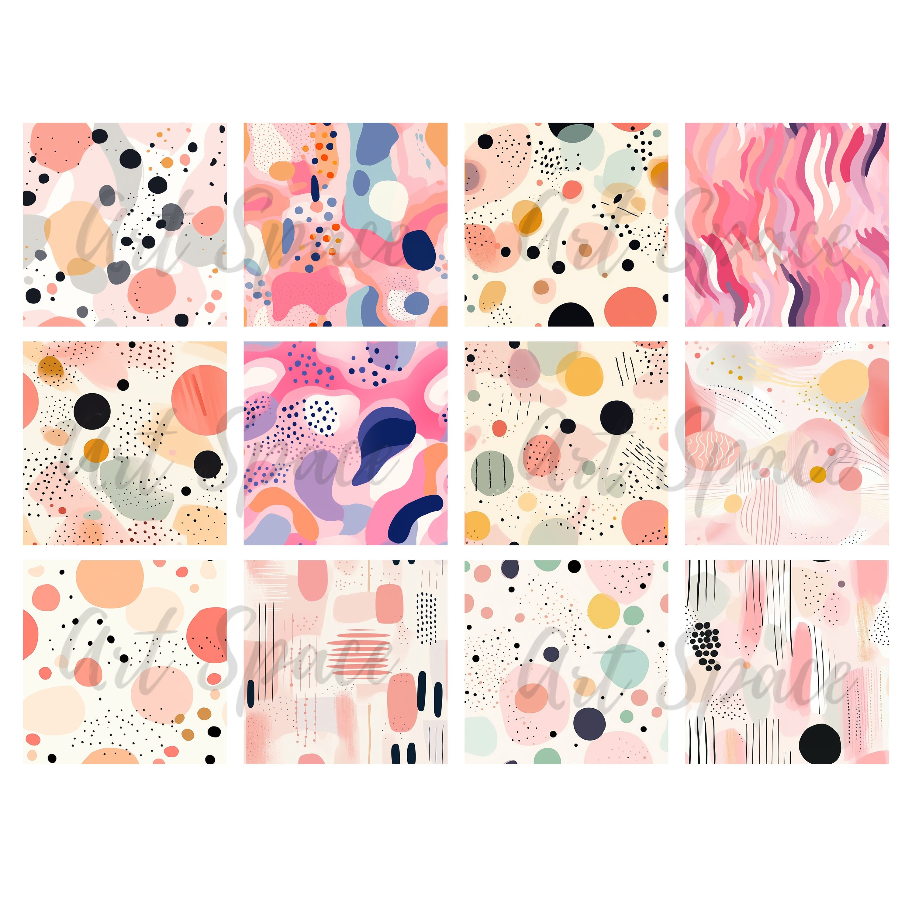 Pastel Abstract Patterns Digital Paper, Seamless Patterns, Scrapbook ...