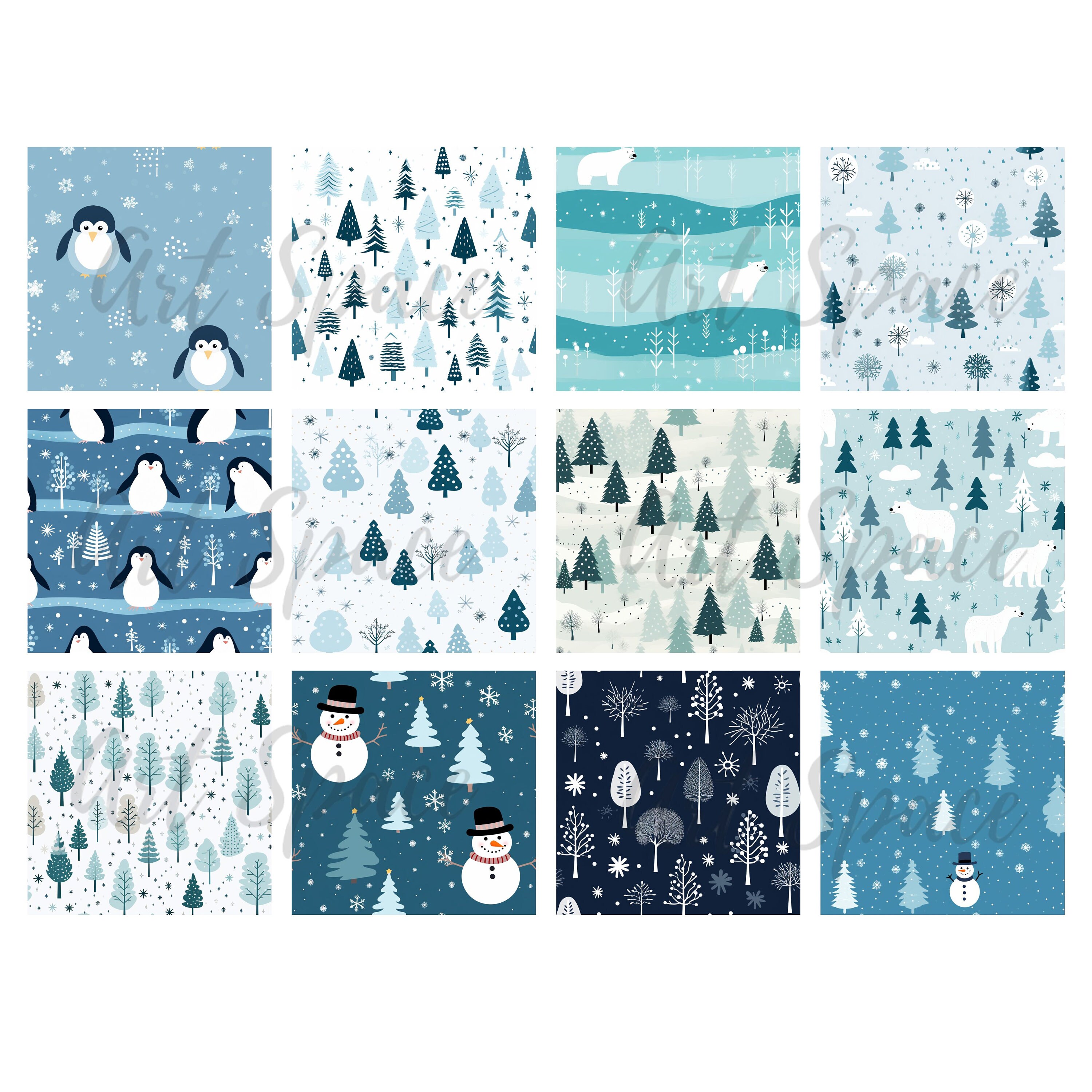 Cute Winter Digital Paper, Seamless Patterns, Scrapbook Papers ...