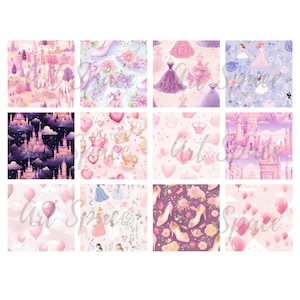 Princess World Party Digital Paper, Seamless Patterns, Scrapbook Papers ...