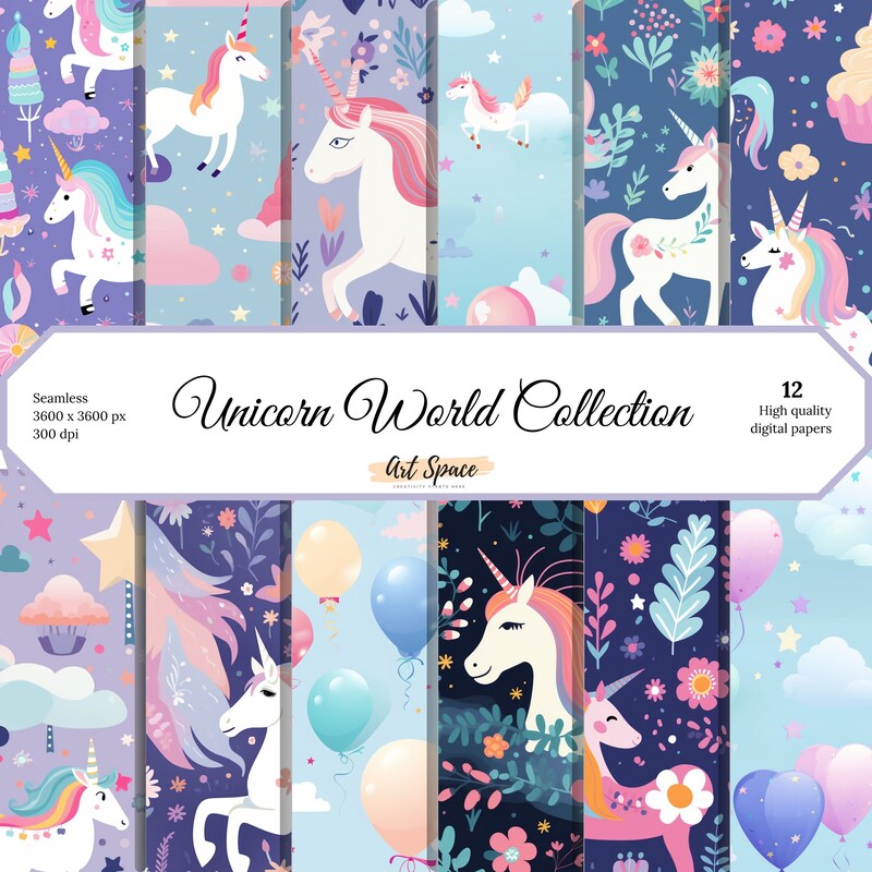 Unicorn Digital Paper - Etsy