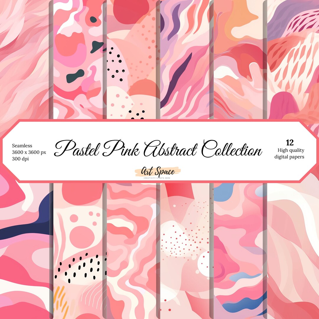 Pastel Pink Abstract Patterns Digital Paper, Seamless, Scrapbook Papers ...
