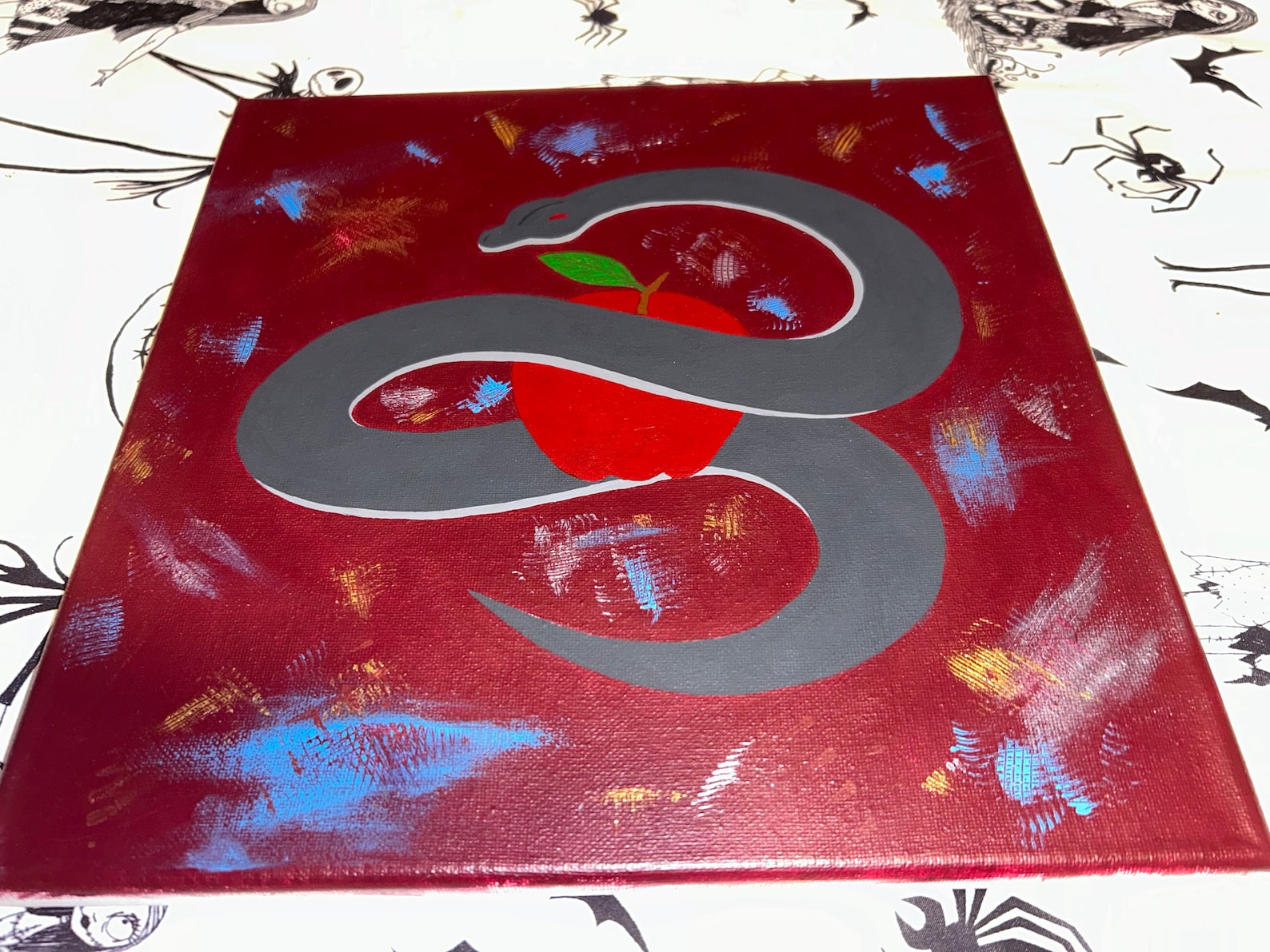 Lucifer's Influence Painting, Snake & Apple Art - Etsy