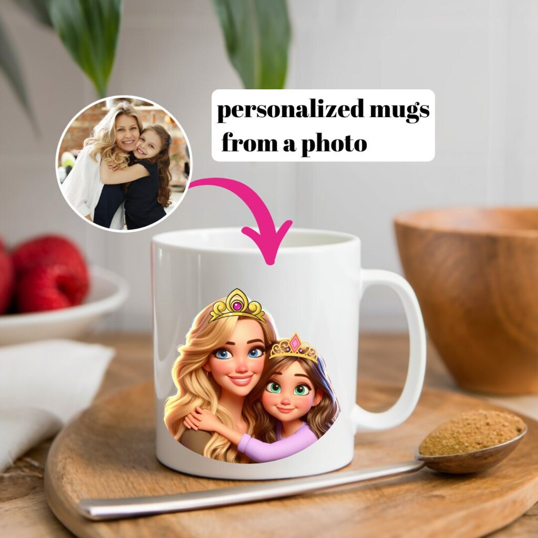 CUSTOMIZABLE PHOTO Mug for Mom Gift From Kids, Custom Cartoon Mug ...