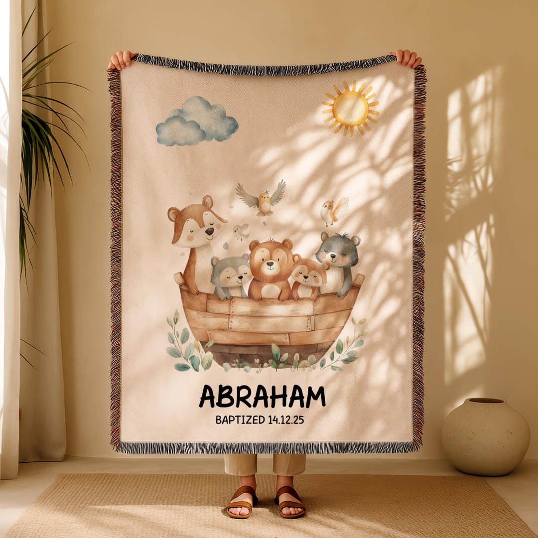 Personalized Baptism Blanket With Name & Date, Custom Christening Gift ...