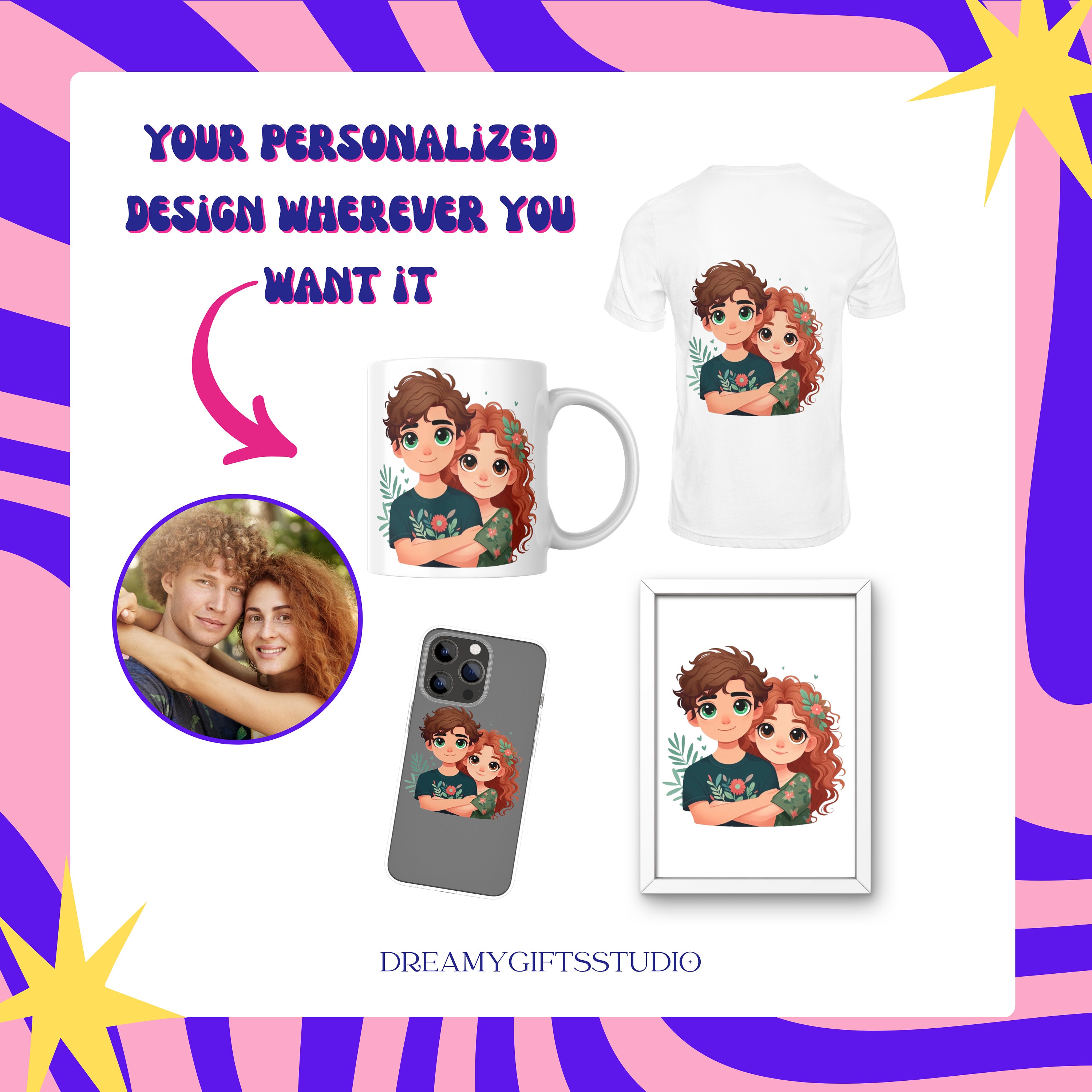 Custom Pixar Couple Portraits, Cartoon Portrait From Photo Gift, Custom ...