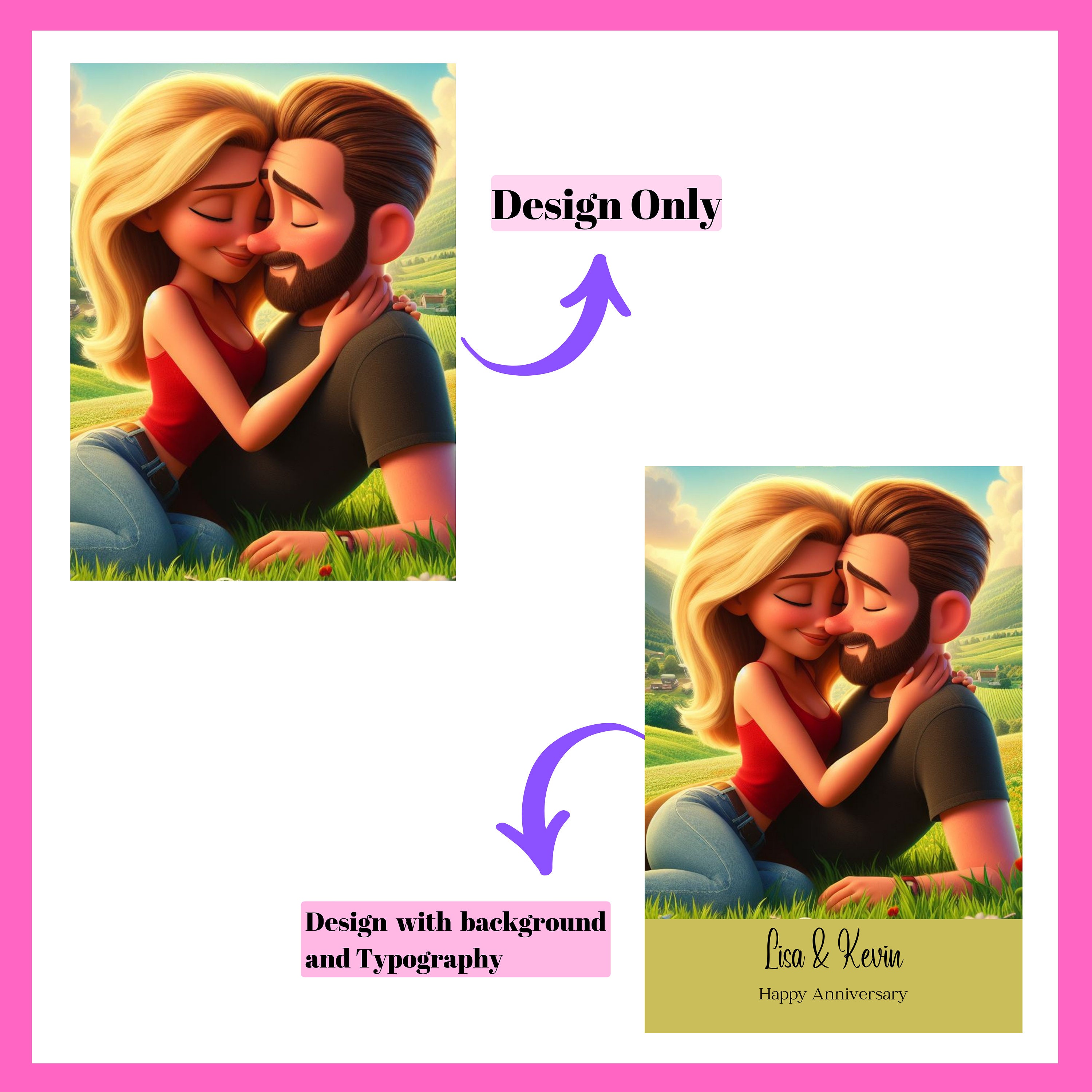 Custom Pixar Couple Portraits, Cartoon Portrait From Photo Gift, Custom ...