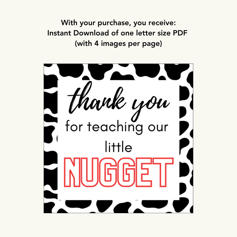 Thank You Gift to Teacher, Fast Food Gift Card Tag, Printable for ...